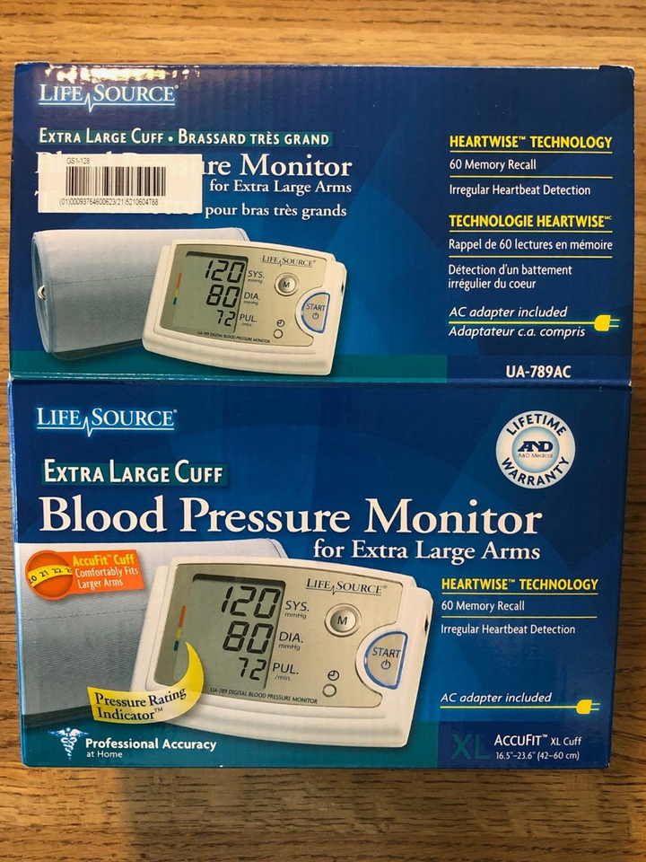 LifeSource Blood Pressure Monitor w/ XL Cuff & AC Adapter UA-789AC NEW ...