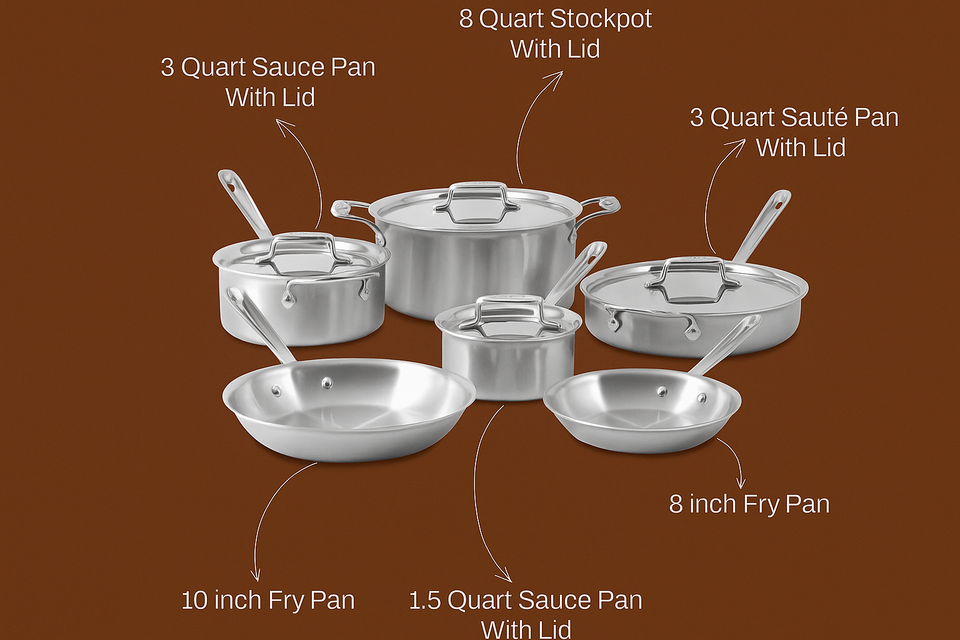 All-Clad D5 Cookware Set 10-Piece 5-Ply Stainless Steel Induction Safe ...