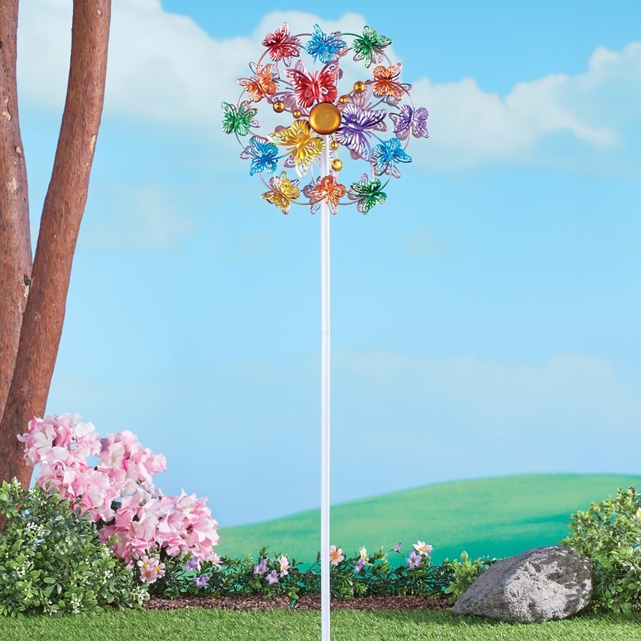 Double Sided Wind Spinner Garden Stake BUTTERFLY Outdoor Yard Home Art ...