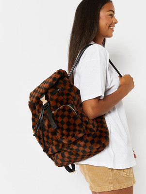 Skinnydip London Checkerboard Fluff Utility Backpack Black 220031 | eBay