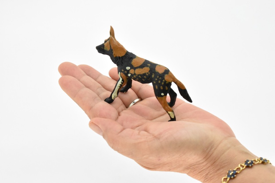African Wild Dog Toy, Figure, Painted, Educational, Realistic Rubber ...