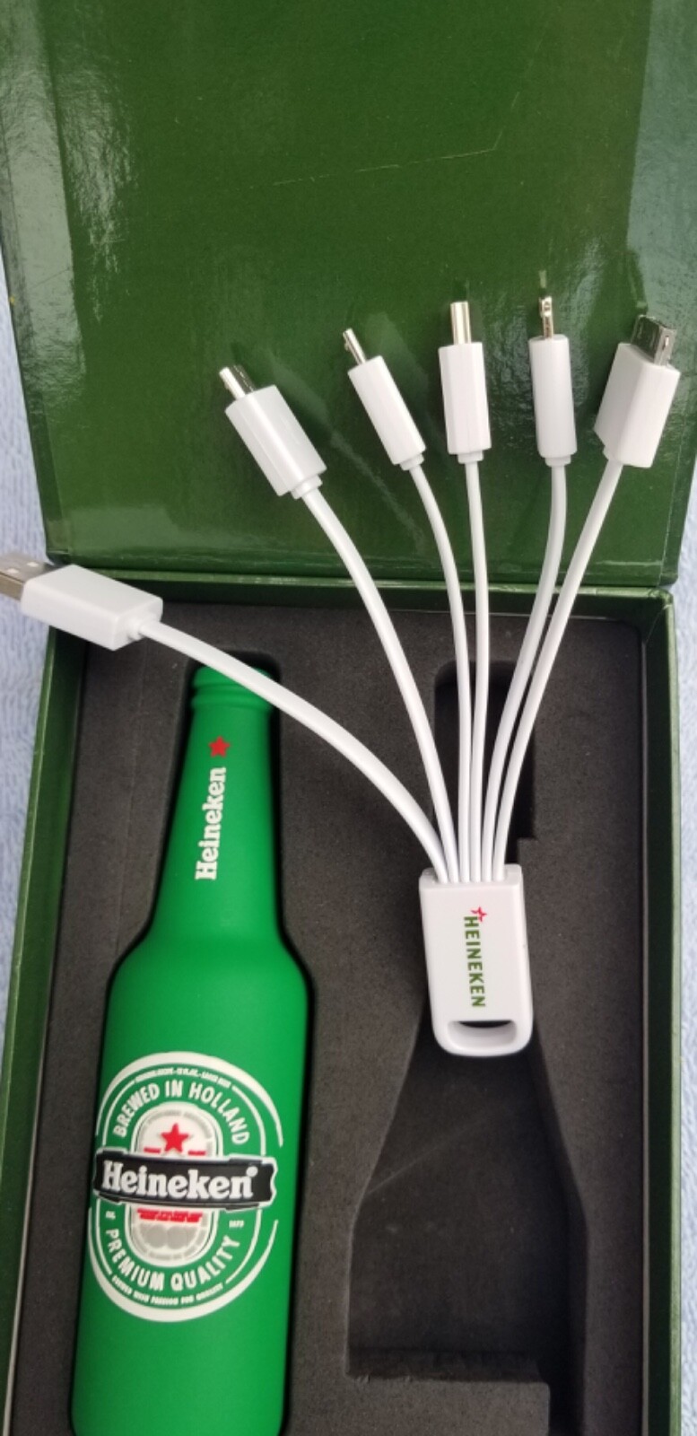 Portable Heineken Branded USB Port Bottle with Multiple Device Charging ...