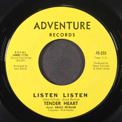TENDER HEART: tender heart / listen listen ADVENTURE 7" Single 45 RPM ...