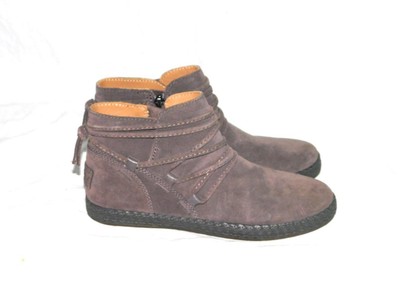 UGG Sz 6.5 37.5 Gray Suede Rianne Ankle Boots Side Zip Flats Shoes ...