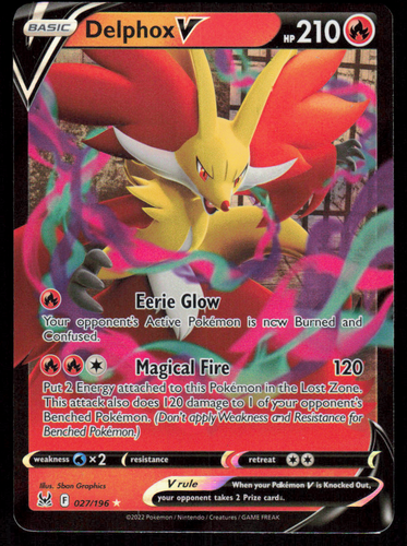 Delphox V 027/196 Ultra Rare - 2022 Pokemon Lost Origin LP | eBay