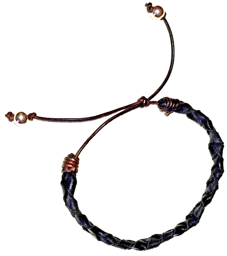 Kangaroo Leather Bracelet Handmade Black Brown Braided Adjustable Surf ...