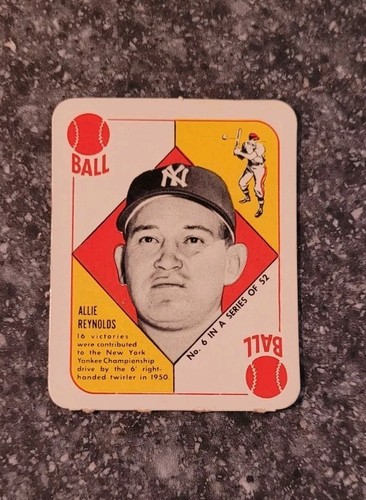 ALLIE REYNOLDS/YANKEES 1951 Topps Red Back Baseball Card #6 - NM | eBay