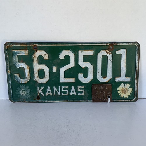 1942-1943 Kansas License Plate 56-2501 Vintage Antique Collector Man ...