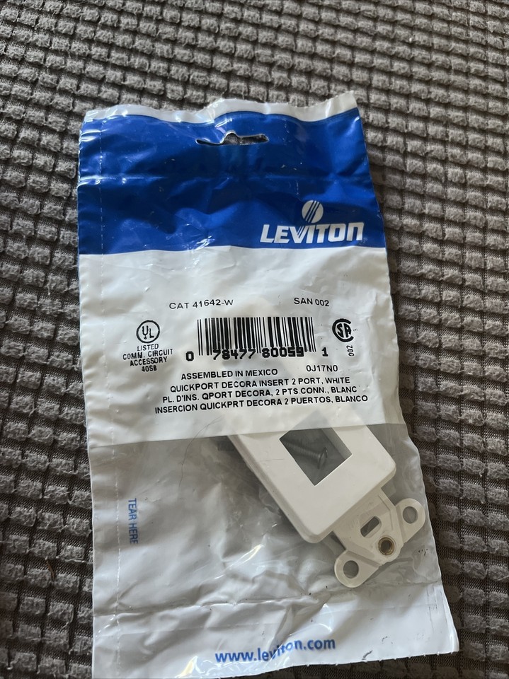 Leviton 41642-W Multimedia Decora Cat5 Inserts 2-Port, White, New 5 ...