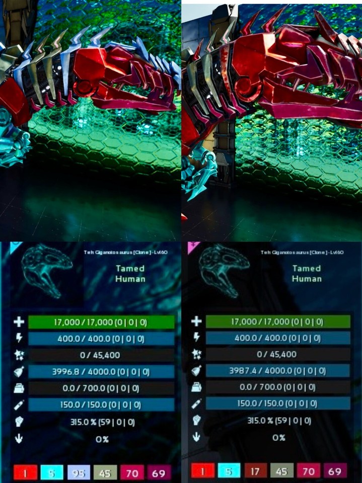 ark survival ascended pve Tek Giga, 315%(59)Base Melee, Giganotosaurus ...