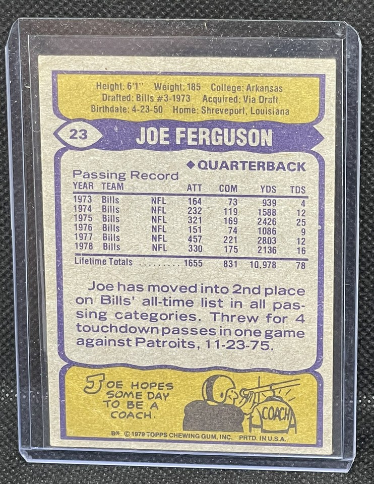 Joe Ferguson 1979 Topps # 23 Buffalo Bills | eBay