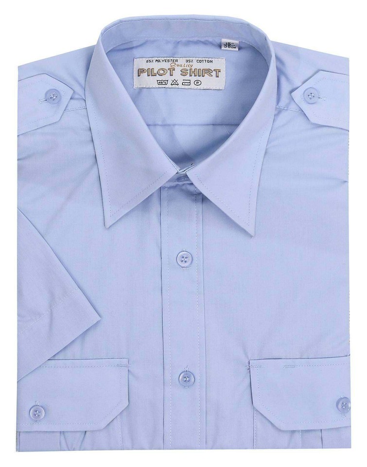 Men Pilot Shirts Short Sleeves Collared Security Bus Driver Shoulder ...