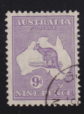 KANGAROO 1931-38 9d Violet CofA WMK CTO POSTMARK FINE SG 133 (RG4.2 ...