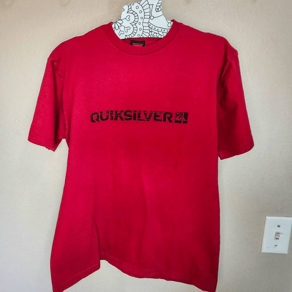 Quicksilver Logo Red Cotton T-shirt Adult Size M - Gem