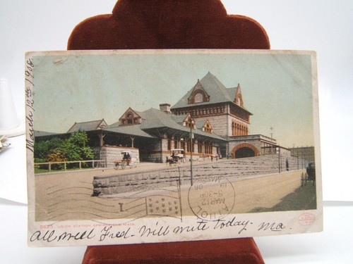 OLD POSTCARD UNION STATION SPRINGFIELD MASS 1908 | eBay