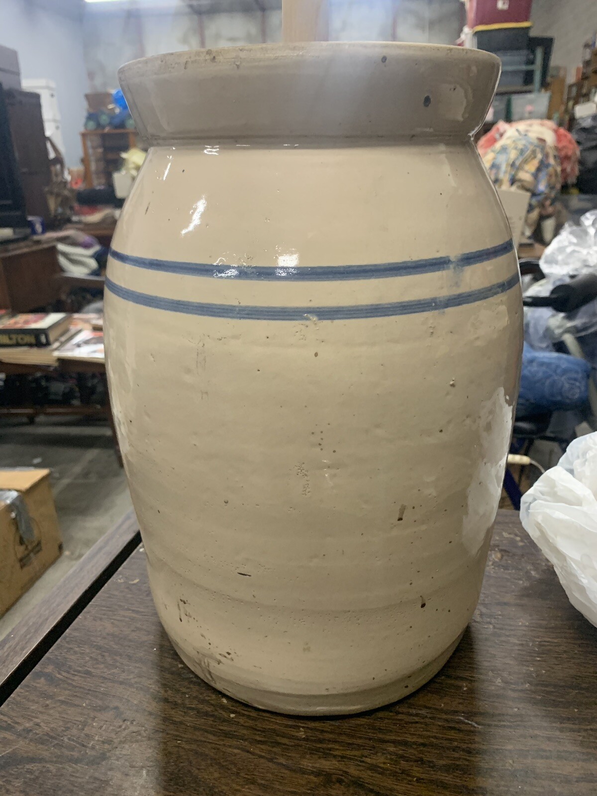 Earthenware Crock Churn with Barn Scene by Artist Ruth Poage North ...