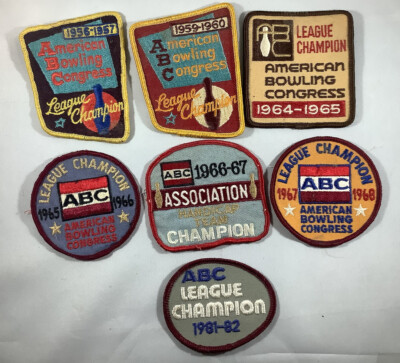 ABC BOWLING LEAGUE CHAMPION AMERICAN CONGRESS PATCH 1956 57 59 60 64 65 ...