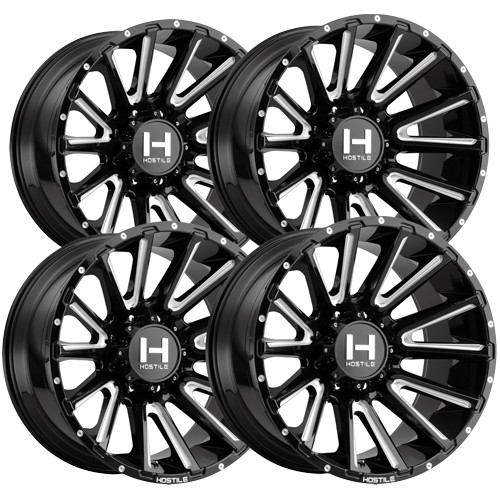 (4) Hostile H123 Typhoon 20x12 6x5.5" -44mm Black/Milled Wheels Rims 20 ...