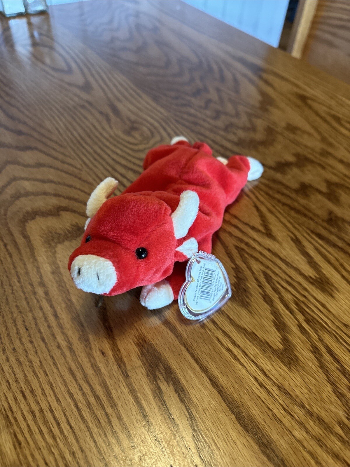 Retired Ty Beanie Baby Snort the Red Bull Plush Toy 1995 - #4002 ...