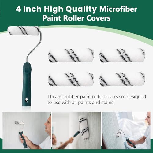 Paint Roller, 16 Pcs 4 Inch Small Paint Roller 4 inch paint roller kit ...