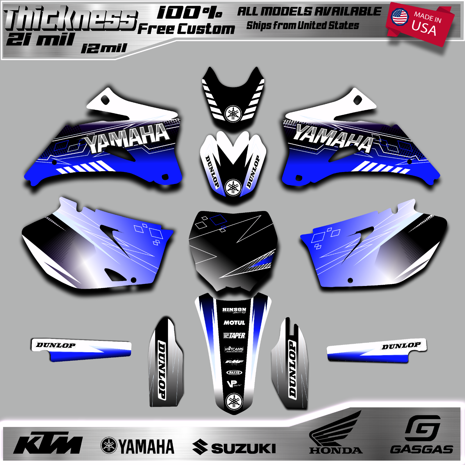 Yamaha YZF 250 450 Custom Violet Graphics Kit Decal Sticker Design MX ...