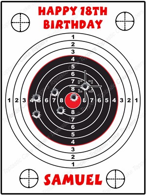 Personalised Target Shooting Range Edible Icing Birthday Party Cake ...