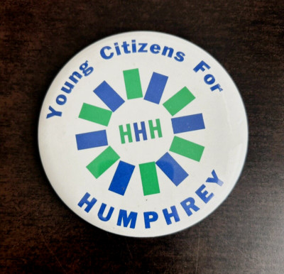 🔵 Young Citizens For Humphrey HHH 1968 Large 3 1/2” Pinback Button P1 ...