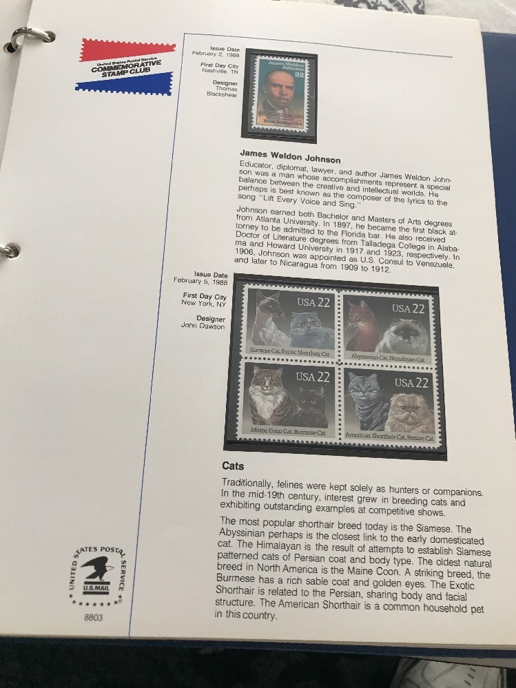 1988-1990 USPS Commemorative Stamp Club Album 36 Pages & 123 Stamps | eBay