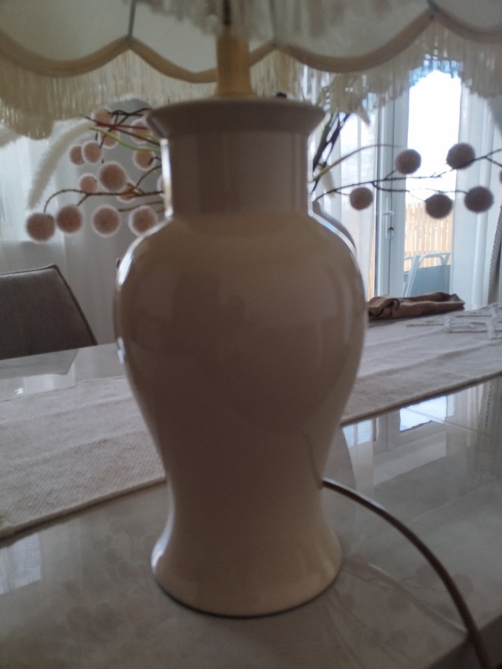 Pair of the Large Ceramic Table Lamp Beige Daybreak Hand 12" Tall | eBay UK