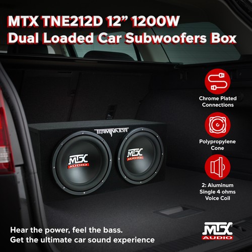 MTX TNE212D 12" 1200W Dual Car Subwoofers Audio Subs + Enclosure - Used ...
