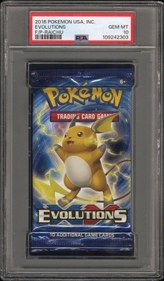 2016 Pokemon XY Evolutions Booster Pack Raichu Graded PSA 10 GEM MT New ...