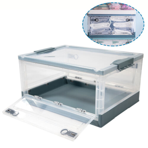 Stackable Collapsible Plastic Storage Bin Tote Organizing Container 35L ...