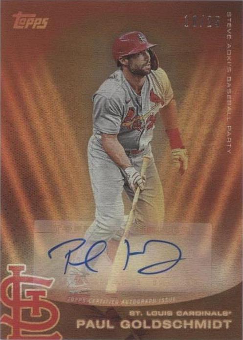 2022 Topps X Steve Aoki - Base Autographs Paul Goldschmidt #17A Yellow ...