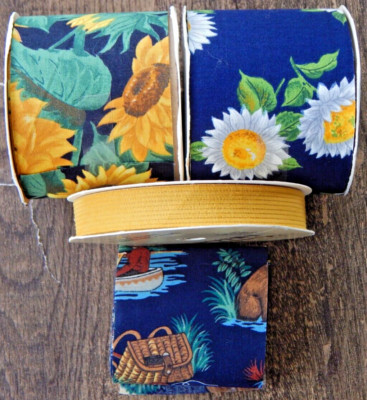 New & Used Horizon Fabrics /Novelty Ribbon Lot of 4 Yellow Sunflower ...