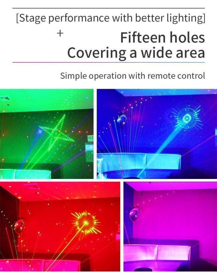 15-eye Laser Projector RGB DMX Strobe Stage Light DJ Disco Party ...