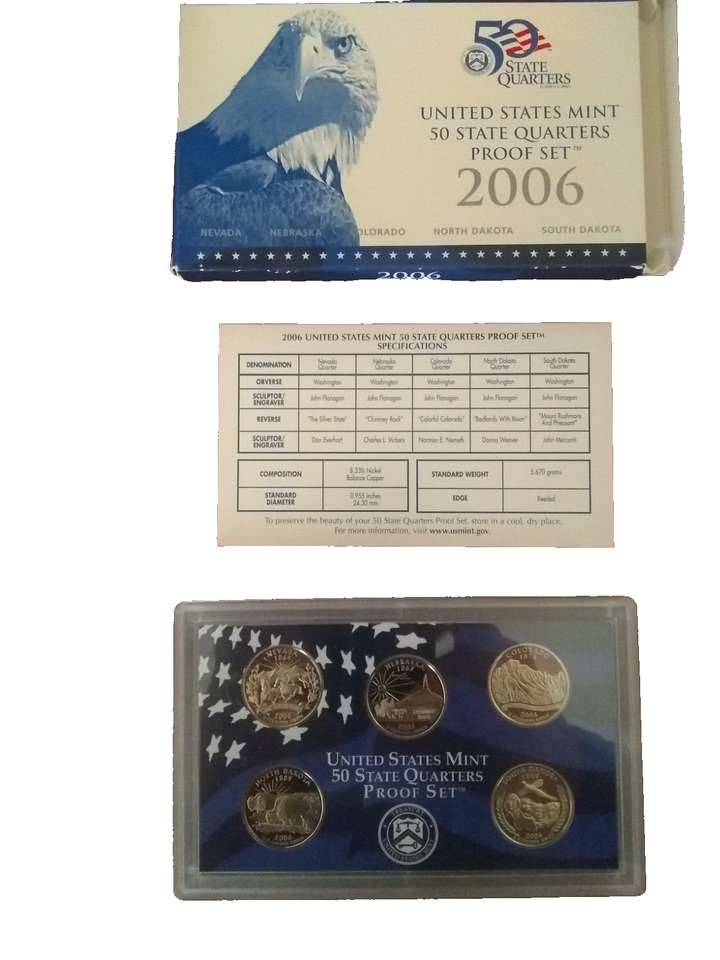2006 S United States Mint 50 State Quarters Proof Set w/COA and Box | eBay