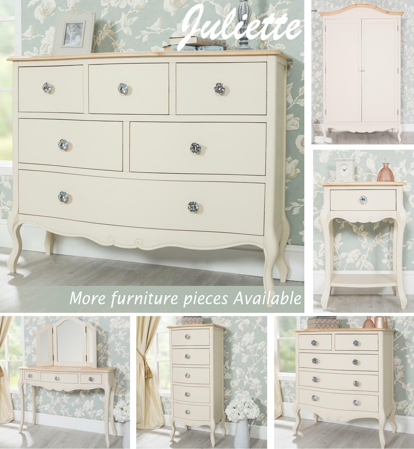 Cream Bedroom Furniture French Wooden Chest of Drawers Wardrobe Bedside ...