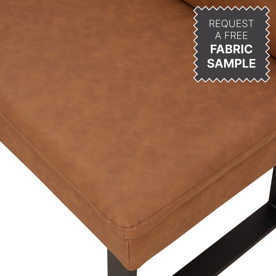 Corner Dining Bench Bronx Industrial Tan Brown Faux Leather Kitchen ...