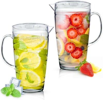 2L Plastic Pitchers Jugs With Lid Cocktail Party BBQ Garden Swirl ...