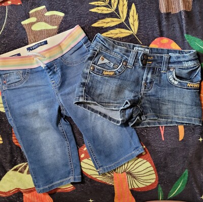 Kid Girl's Karma Blue Jean Shorts & Vigoss Bermuda Stretch Rainbow ...