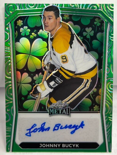 Johnny Bucyk 2024 Leaf Metal St. Patrick's Day 4 Clover P Autograph ...
