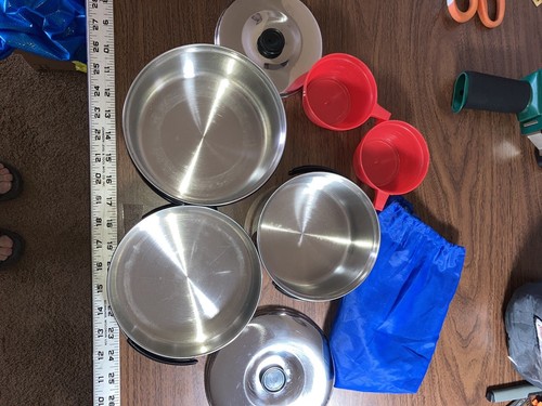 Stainless Steel Copper Fry Pot Pan Lid Dish Bowl Mess Kit Camping ...