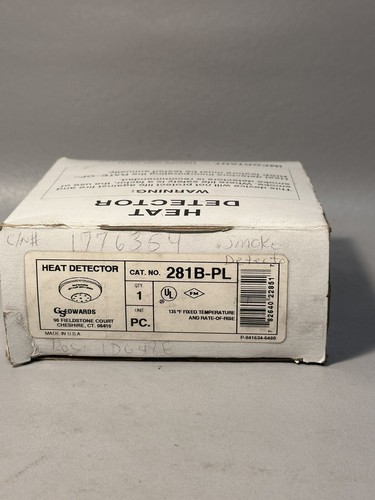 EDWARDS 281B-PL 135° Fixed Temperature HEAT DETECTOR New Old Stock | eBay