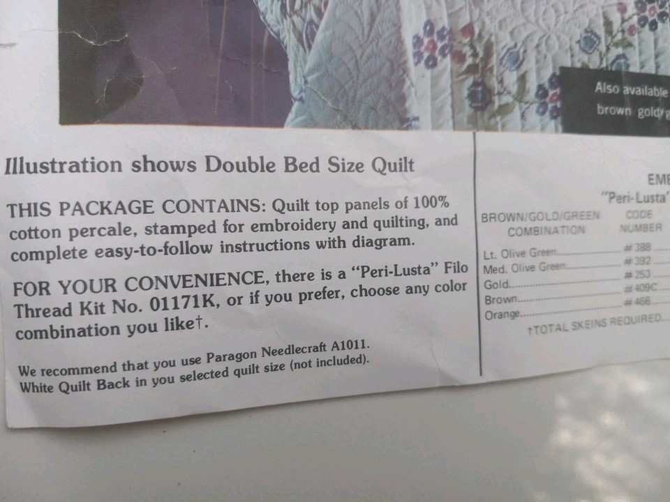 VTG Paragon Needlecraft American Sampler Quilt #01171 Kit Opened Partly ...