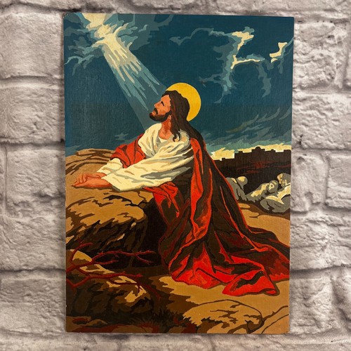 Vtg 1983 Praying Jesus Christ Paint By Number Finished PBN 14x10 ...