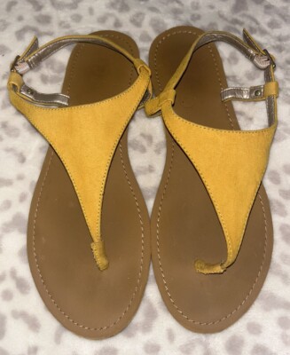 Sam Edelman Sandals Womens Size 8 Yellow Circus Flat Thong T-Strap Slip ...