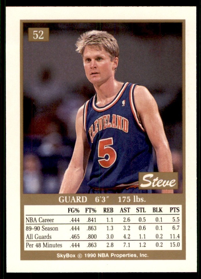 Steve Kerr 1990-91 SkyBox Card #52 Cleveland Cavaliers | eBay