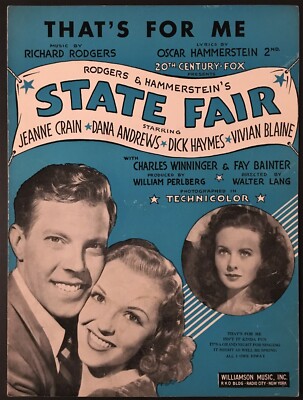 1945 "STATE FAIR" MOVIE SHEET MUSIC "THAT'S FOR ME" | eBay