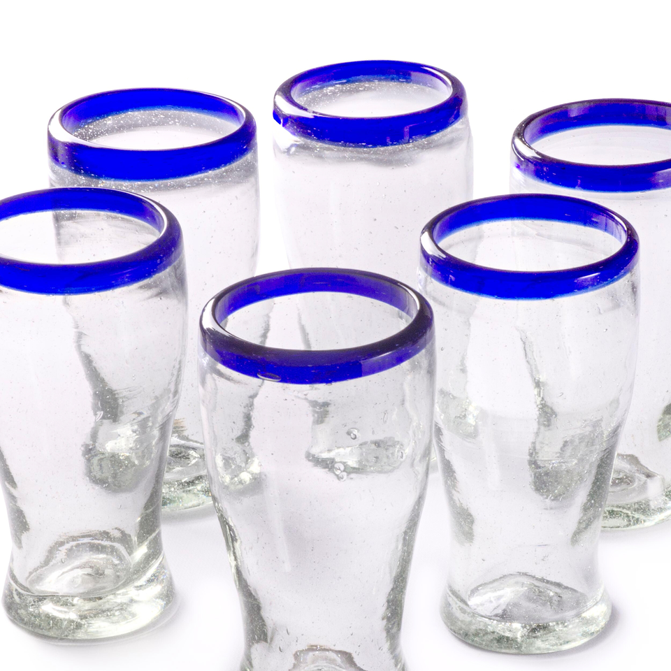 Orion Mexican Glassware Cobalt Rim 16 oz Cantina Beer - Set of 6 | eBay