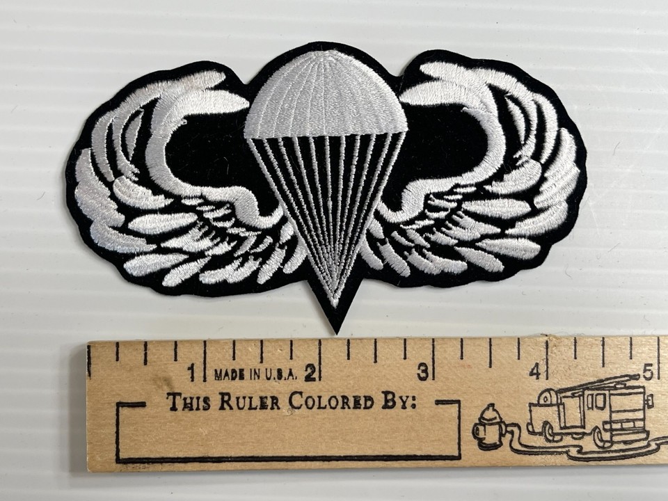 US Army Airborne Jump Wings Patch (4.5in) - Black & White Patch | eBay